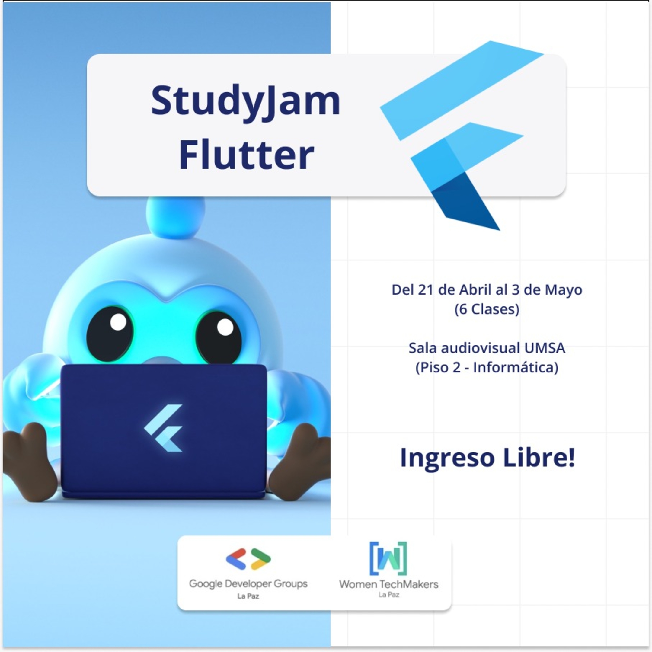 See Study Jam Flutter at Google Developer Groups GDG La Paz